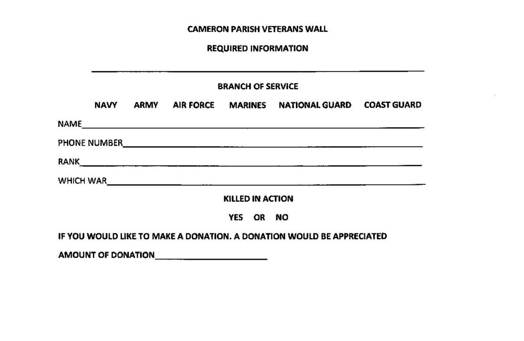 Veterans Information – Cameron Parish Library